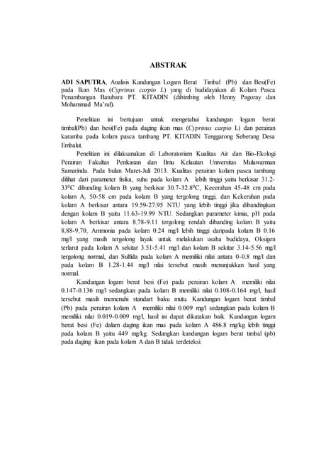 Pengujian kadar besi dalam air dengan metode aas | DOCX