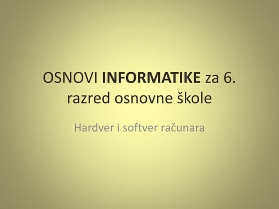 3. Uvod u informatiku - Podatak i informacija. Računarstvo i ...