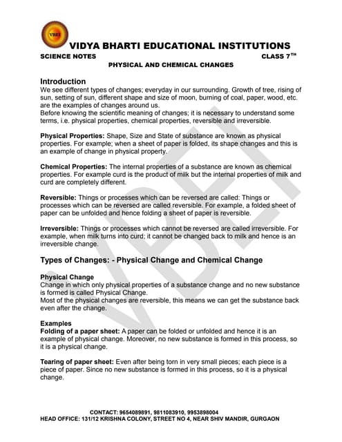 Class 7th Chapter 6 PHYSICAL AND CHEMICAL CHANGES.pptx
