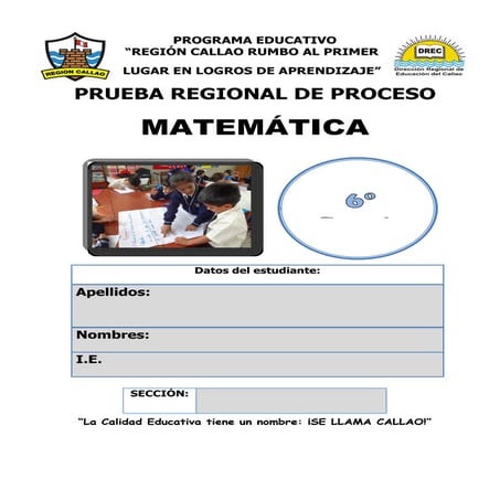 Prueba de matemática 6to grado. | DOCX