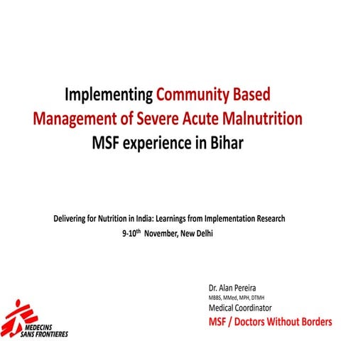 Community Based Management Of Severe Acute Malnutrition In India New