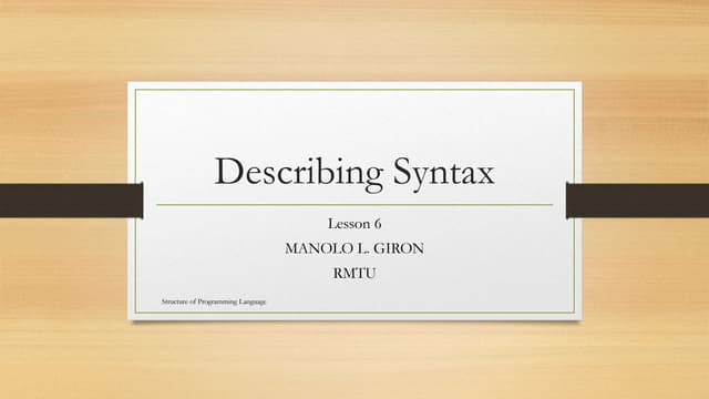 6. describing syntax and semantics | PPTX 6. describing syntax and semantics | PPTX
