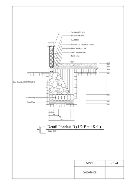 5.) Detail Pondasi A (Batu Kali) | PDF