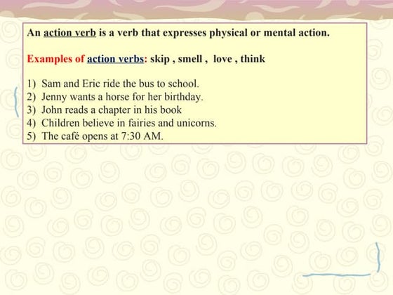 Action verbs PPT | PPT