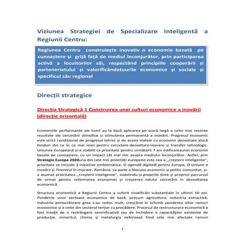 Strategia de specializare inteligenta directii, prioritati, masuri ...