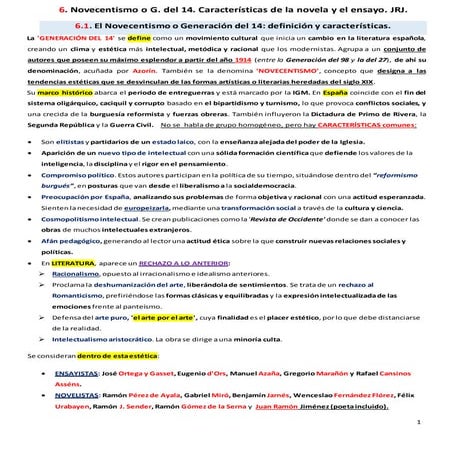 Novecentismo o generación del 14 | PPT