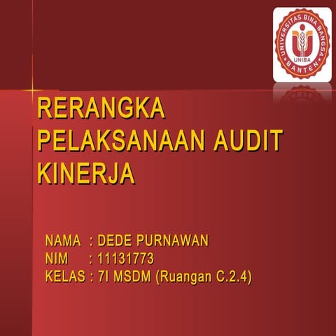 6. konsep pelaksanaan audit kinerja | PPT