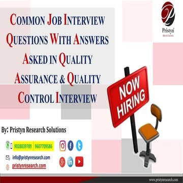 COMMON JOB INTERVIEW QUESTIONS WITH ANSWERS ASKED IN QUALITY ASSURANCE AND QUALITY CONTROL ...