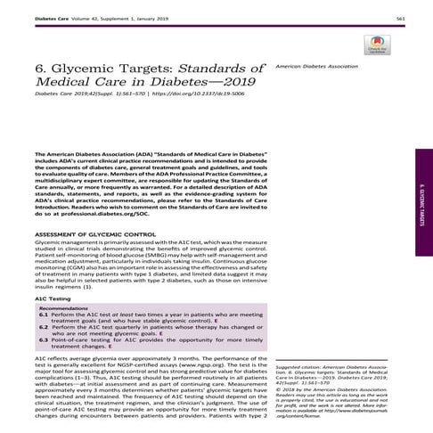 ada glucemic targets. | PDF