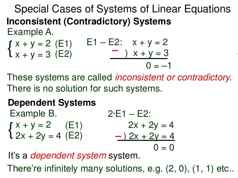 6.2 special cases system of linear equations t