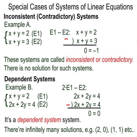 6.2 special cases system of linear equations t | PPT | Free Download