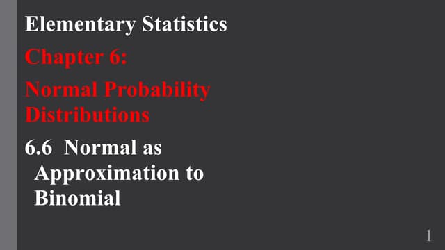 Normal As Approximation To Binomial | Pptx