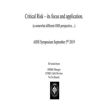 Critical Risk – it’s focus and application | PDF