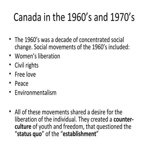 Canada in the 60s and 70s | PPT