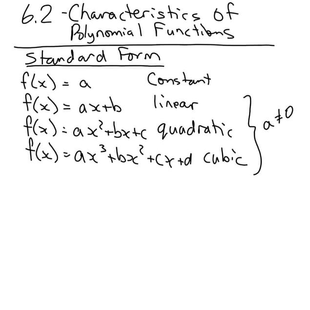 6.2 characteristics of polynomial functions | PPTX