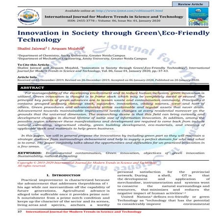 Innovation in Society through Green\Eco-Friendly Technology | PDF ...