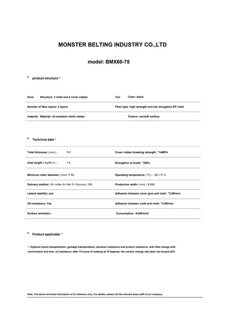 Conveyor Belt Catalog -Monster Belting Industry Co.,ltd | PDF