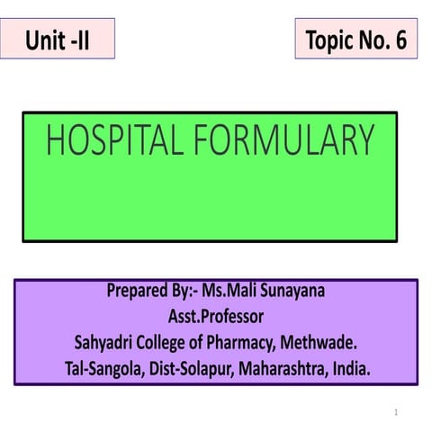 Hospital Formulary | PPT