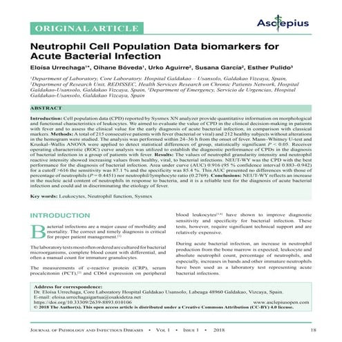 Neutrophil Cell Population Data biomarkers for Acute Bacterial Infection | PDF | Infectious ...