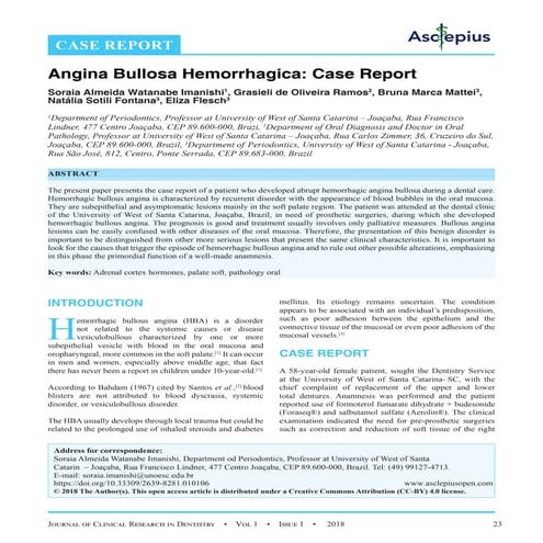 Angina Bullosa Hemorrhagica: Case Report | PDF