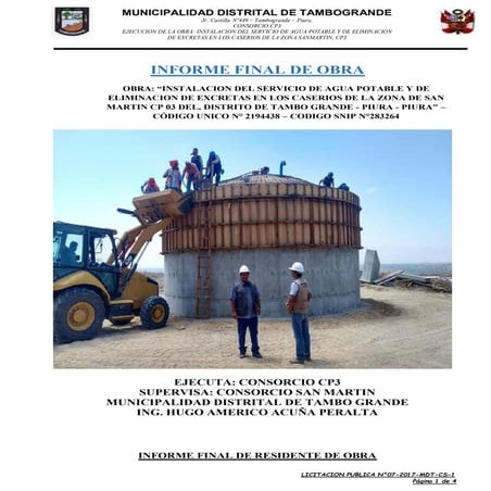 INFORME FINAL DE LIQUIDACION DE OBRA POR CONTRATA | DOCX