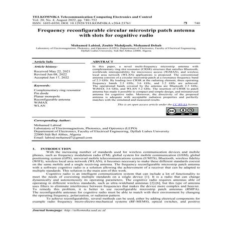 Frequency reconfigurable microstrip patch antenna for multiband applications | PDF