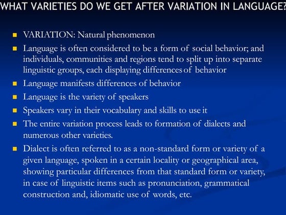 Language varieties, dialect, register and style | PPT