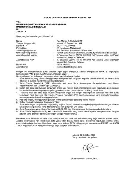 Surat lamaran | DOCX