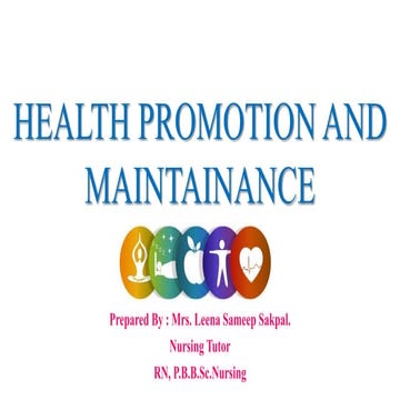 Health Promotion (Community Health Nursing) | PPTX