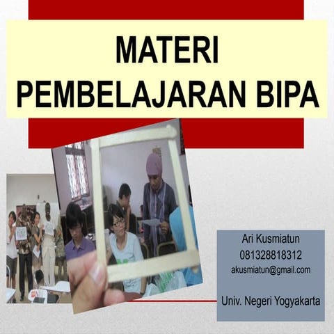 Materi pembelajaran BIPA dan pengembangannya | PPTX