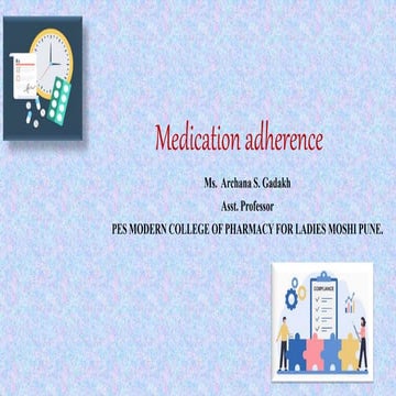 MEDICATION ADHERENCE .pptx | Pharmaceutical Drugs | Medical Health