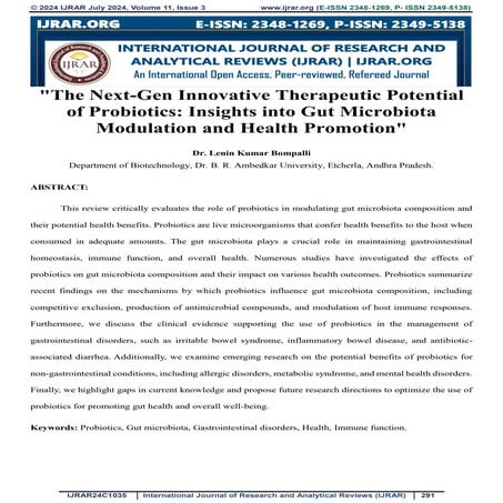 The Next-Gen Innovative Therapeutic Potential of Probiotics: Insights ...