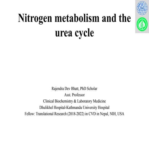 Nitrogen metabolism and the urea cycle for MBBS, BDS, Lab. Med..pptx