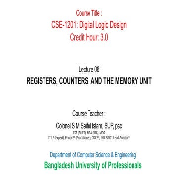 6.Digital Logic Design (Topic- 17-20 Register, Counters & Memory Units ...