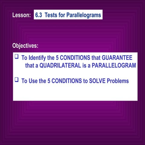 Test for Parallelogram and its Properties | PPT