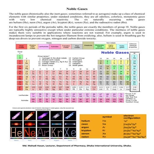 6.-propertise of noble gases, uses and isolation in noble gases | PDF