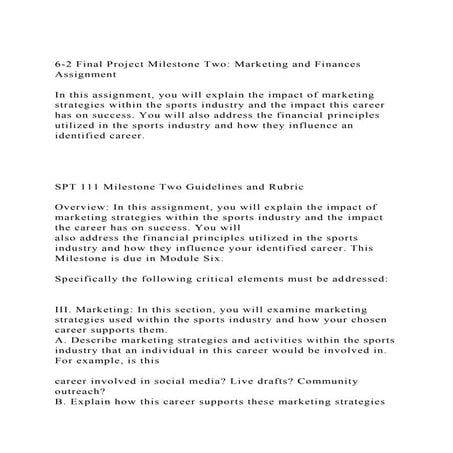 6-2 Final Project Milestone Two Marketing and FinancesAssignmen.docx