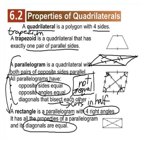 6.2 Properties of Quadrilaterals notes 2 | PDF