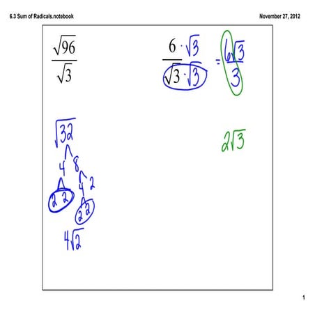 6.3 adding and subtracting radicals | PDF