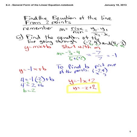 6.4 general form of the l inear equation | PDF
