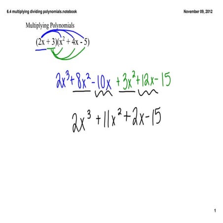 6.4 multiplying and dividing polynomials | PPT