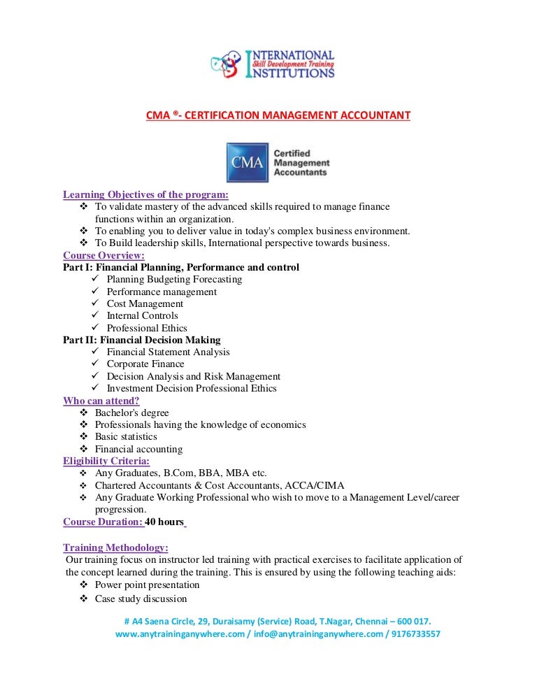 CMA Certified Management Accountant