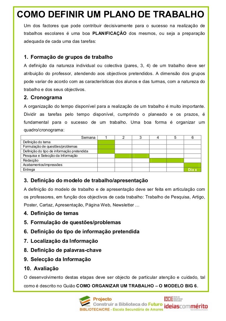 Modelo Plano De Trabalho Sisbi