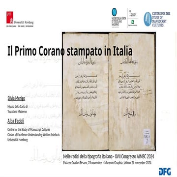Primo Corano Stampato in Italia - XVII Congresso AIMSC | PPT