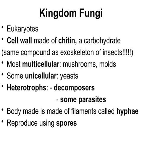 Kingdom Fungi (Mushroom bread mold yeast | PPTX
