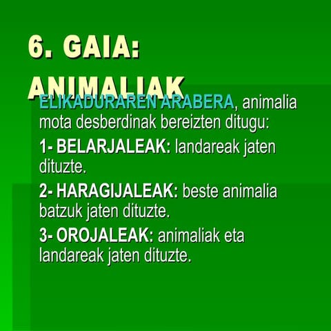 6.gaia animaliak | PPT