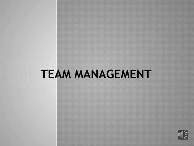 Team Management PPT | PPTX | Business Administration | Business