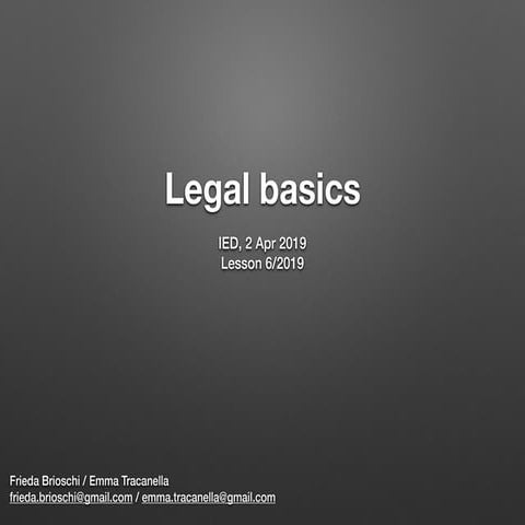 Legal basics for startuppers (v. 2019 ita) | PPT