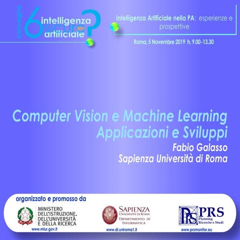 Computer Vision e Machine Learning Applicazioni e Sviluppi | PPT