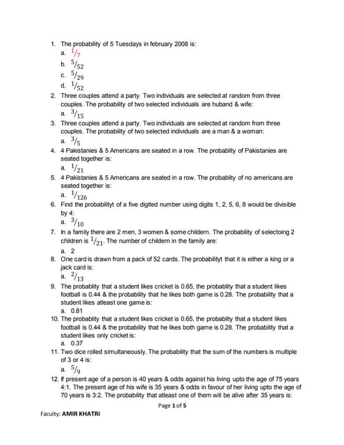 PROBABILITY OF COMBINED EVENTS | PDF